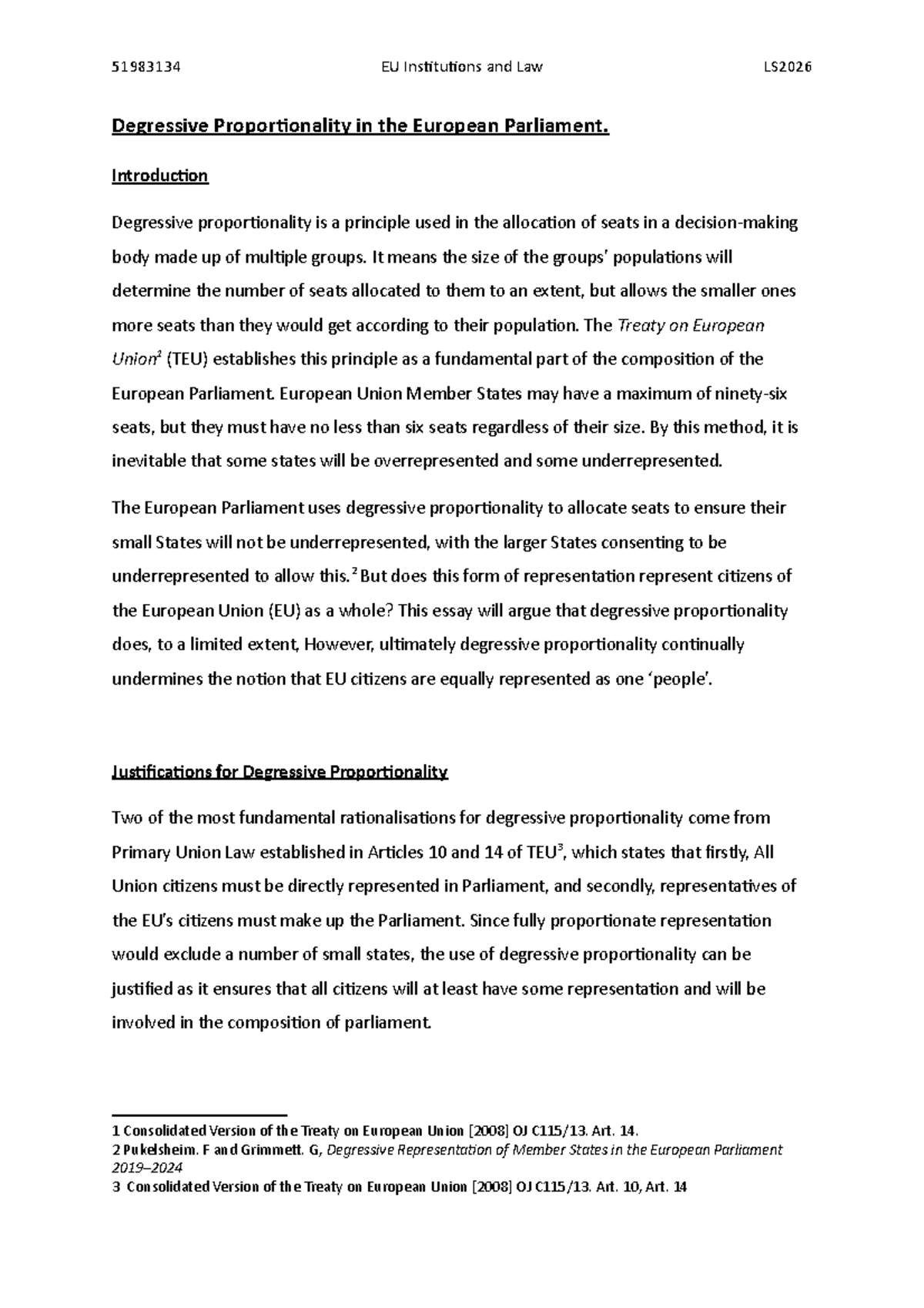 Degressive Proportionality Essay - Degressive Proportionality in the ...
