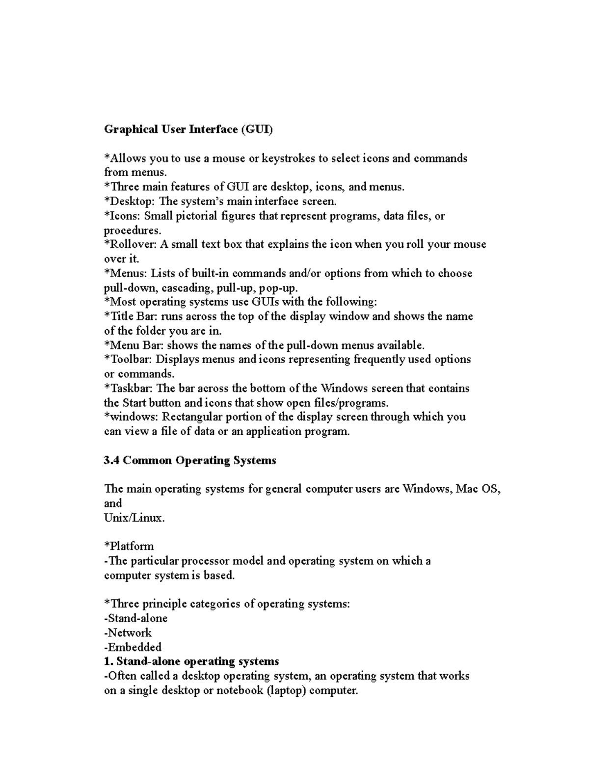 IT 111 2 - Introduction to Computing Notes - Graphical User Interface ...