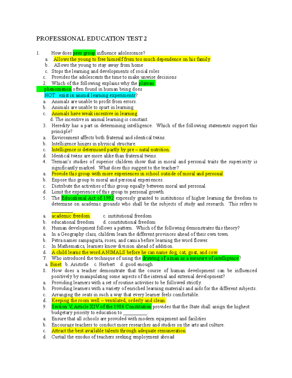 Professional Education TEST 2 - PROFESSIONAL EDUCATION TEST 2 How does ...