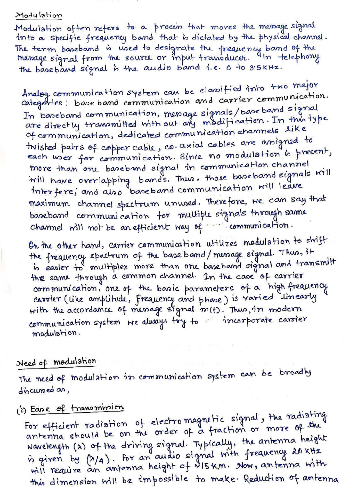 Modulation Principle Of Digital Communication Notes - Studocu