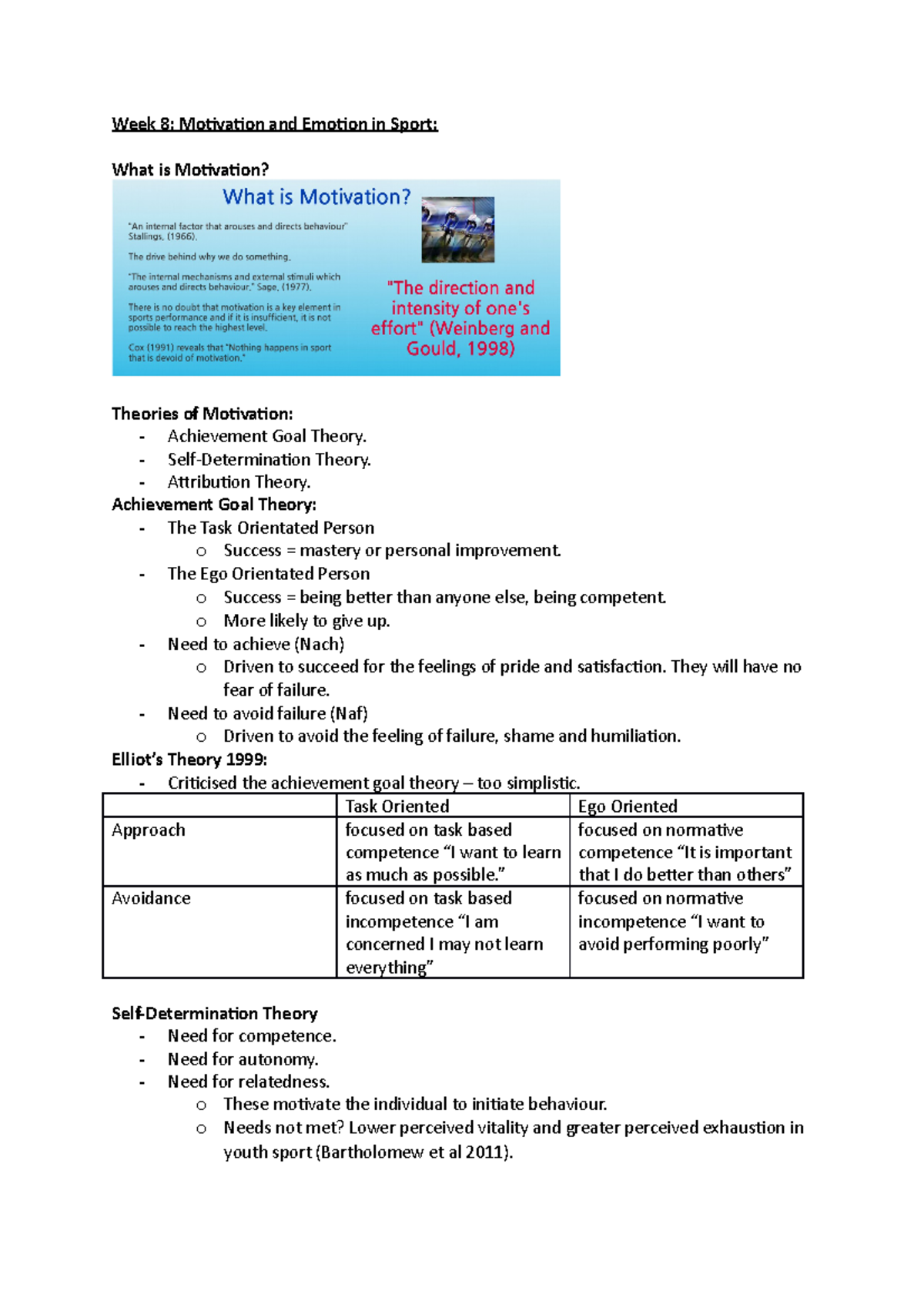 Week 8 Emotion and Motivation in Sport - Week 8: Motivation and Emotion ...