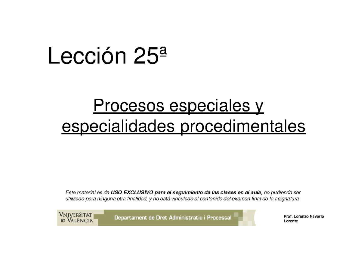 TEMA 25 Procesos Especiales Y Especialidades - Lección 25ª Procesos ...