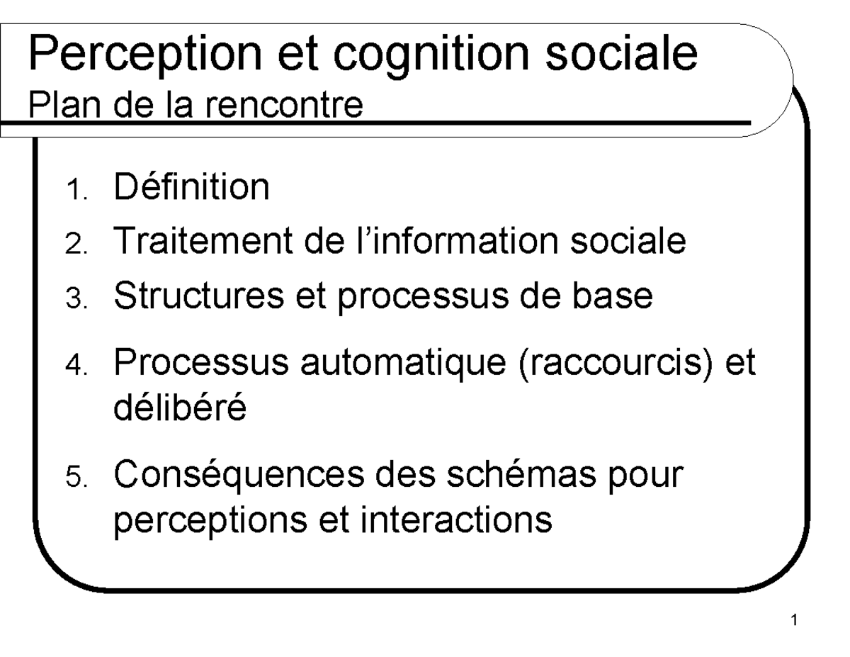 Cours 2 - Perception et cognition sociale Plan de la rencontre 1 ...