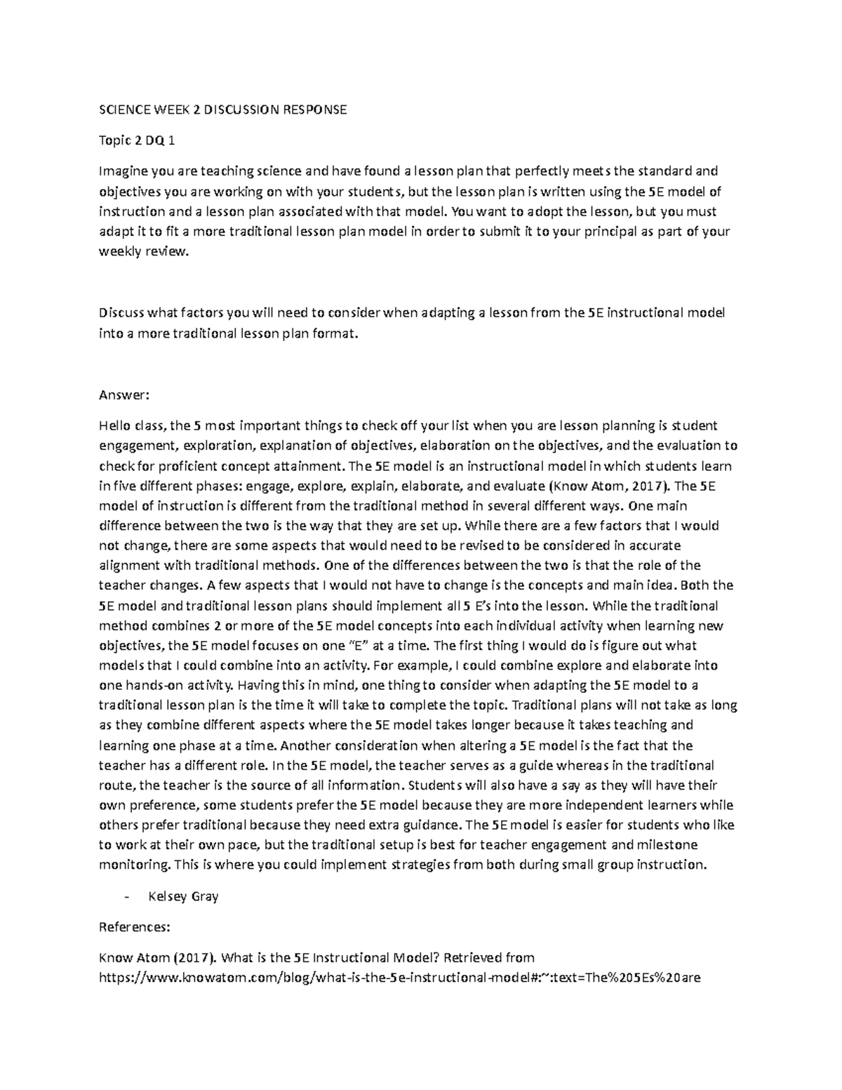 Topic 2 DQ 1 - assignment for elementary315. - SCIENCE WEEK 2 ...