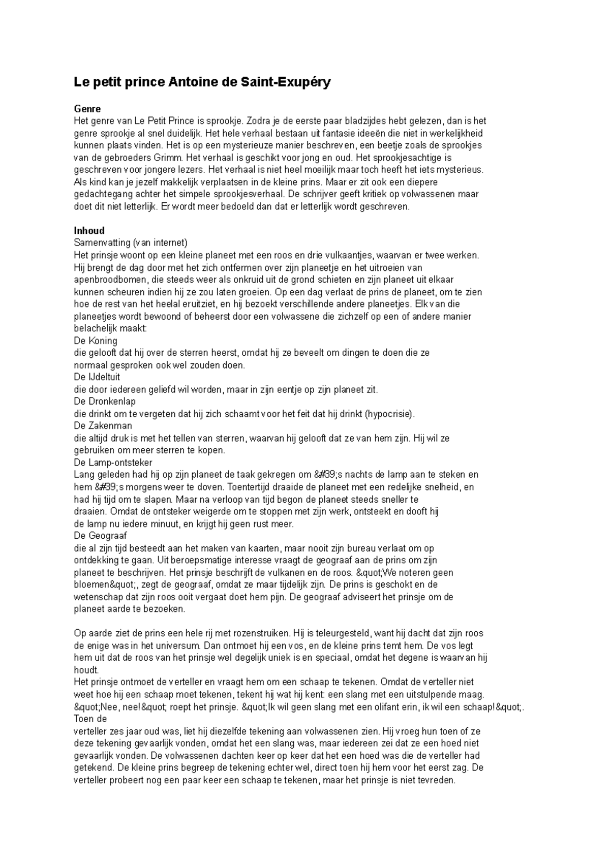 Le petit prince Antoine de Saint-Exupéry - Le petit prince Antoine de ...