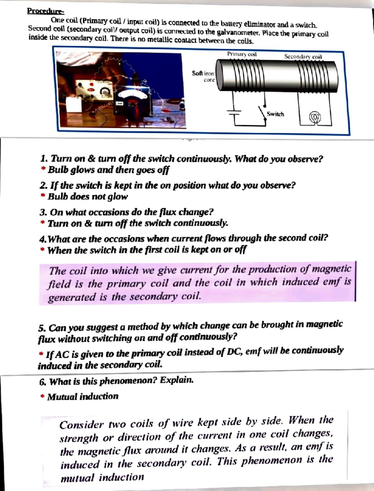 Physics October 25 2021 - Prosedure One coil (Primary coil / input coil ...