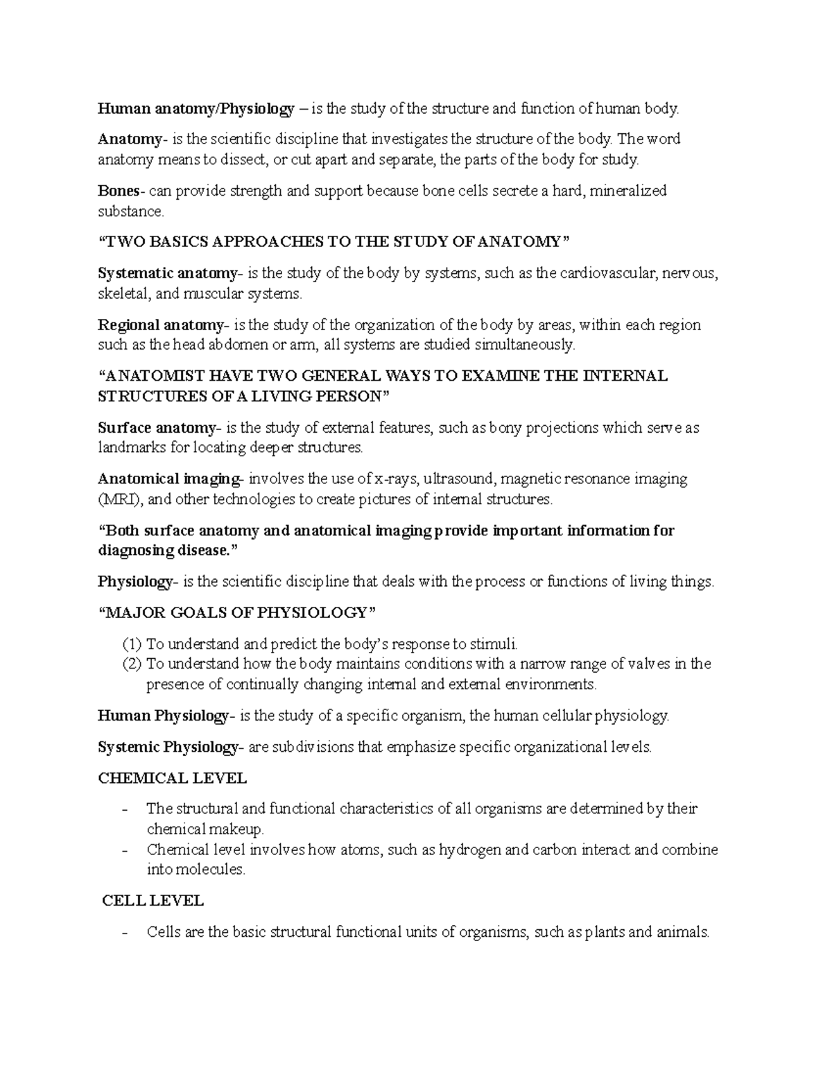 Human Anatomy Reviewer Human Anatomy Physiology Is The Study Of