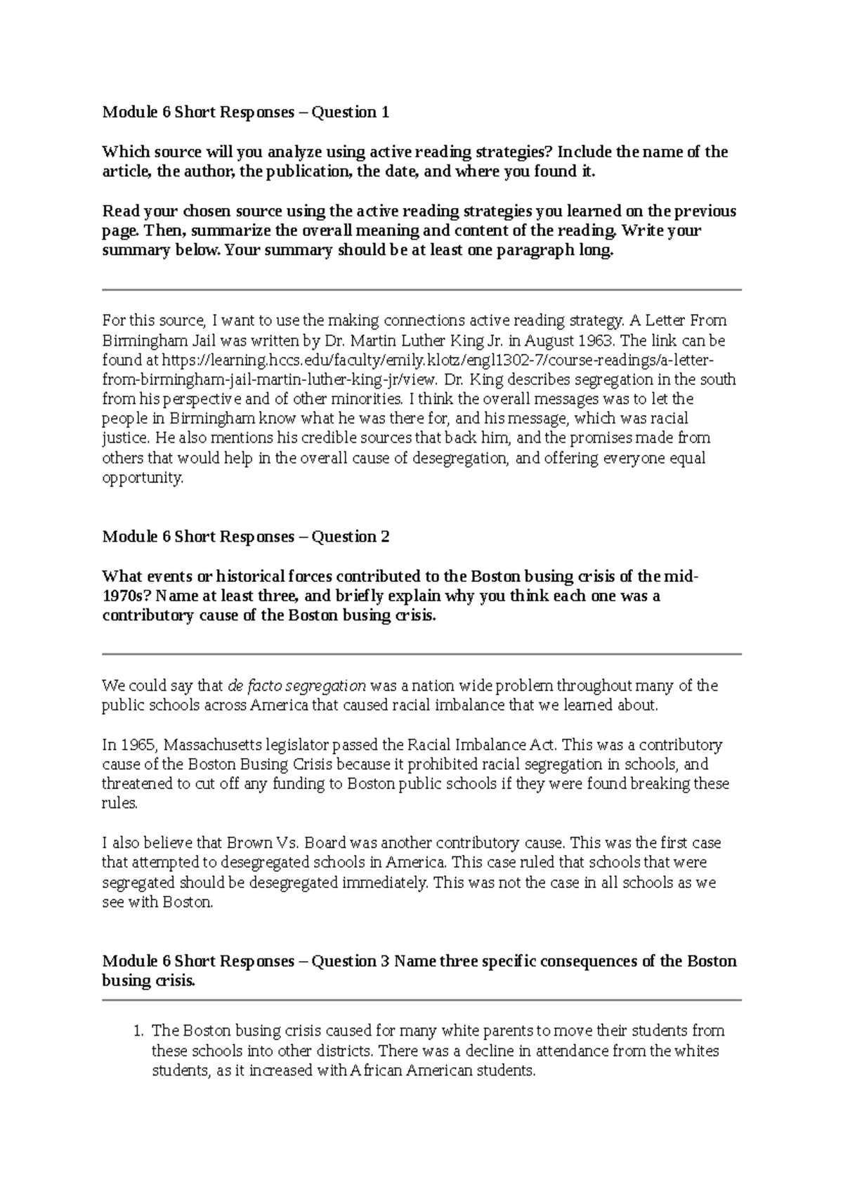 6.2 Short response - Practice - Module 6 Short Responses – Question 1 ...