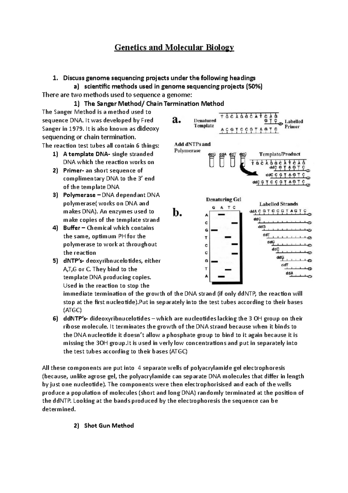 Genetics and Molecular Biology 1 - Discuss genome sequencing projects ...
