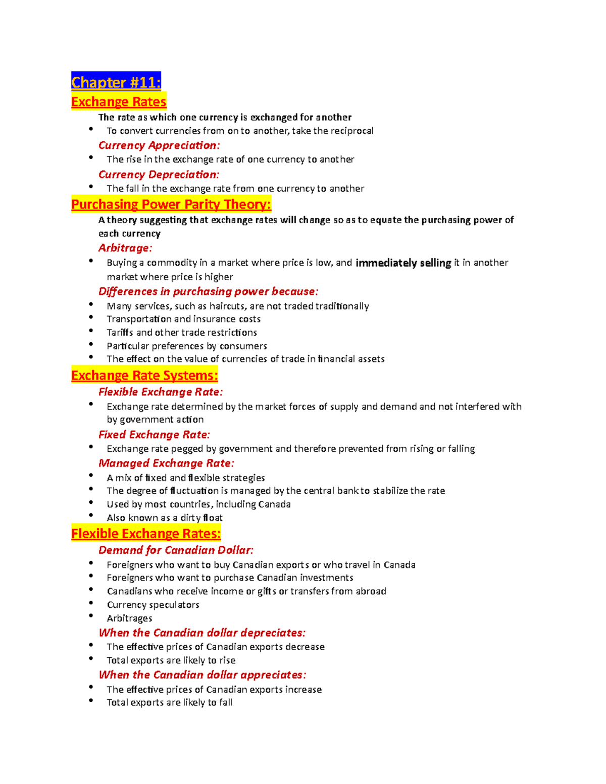 SAIT [Macro 305] - Chapter 11 - Chapter #11: Exchange Rates The rate as ...