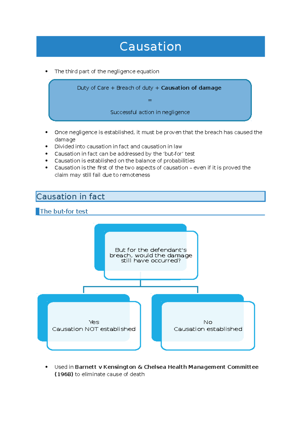 Negligence - Causation - Causation The third part of the negligence ...