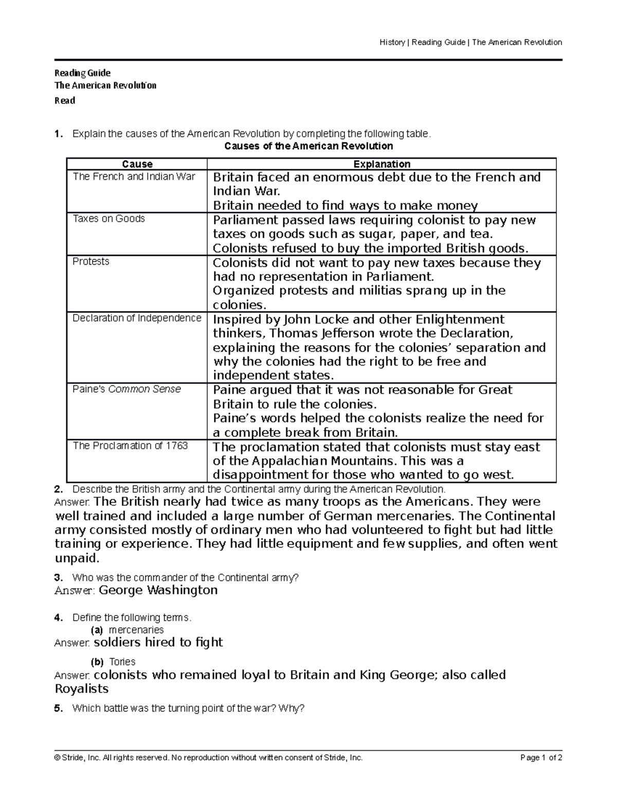 The American Revolution - History | Reading Guide | The American ...