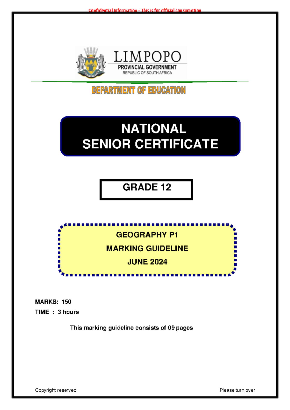 Geography P1 Memo June 2024 240517 133620 - GRADE 12 MARKS: 150 TIME ...