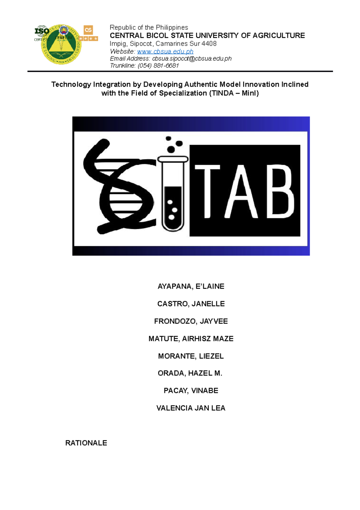 Scitab - Science Table Innovation tablet - CENTRAL BICOL STATE ...