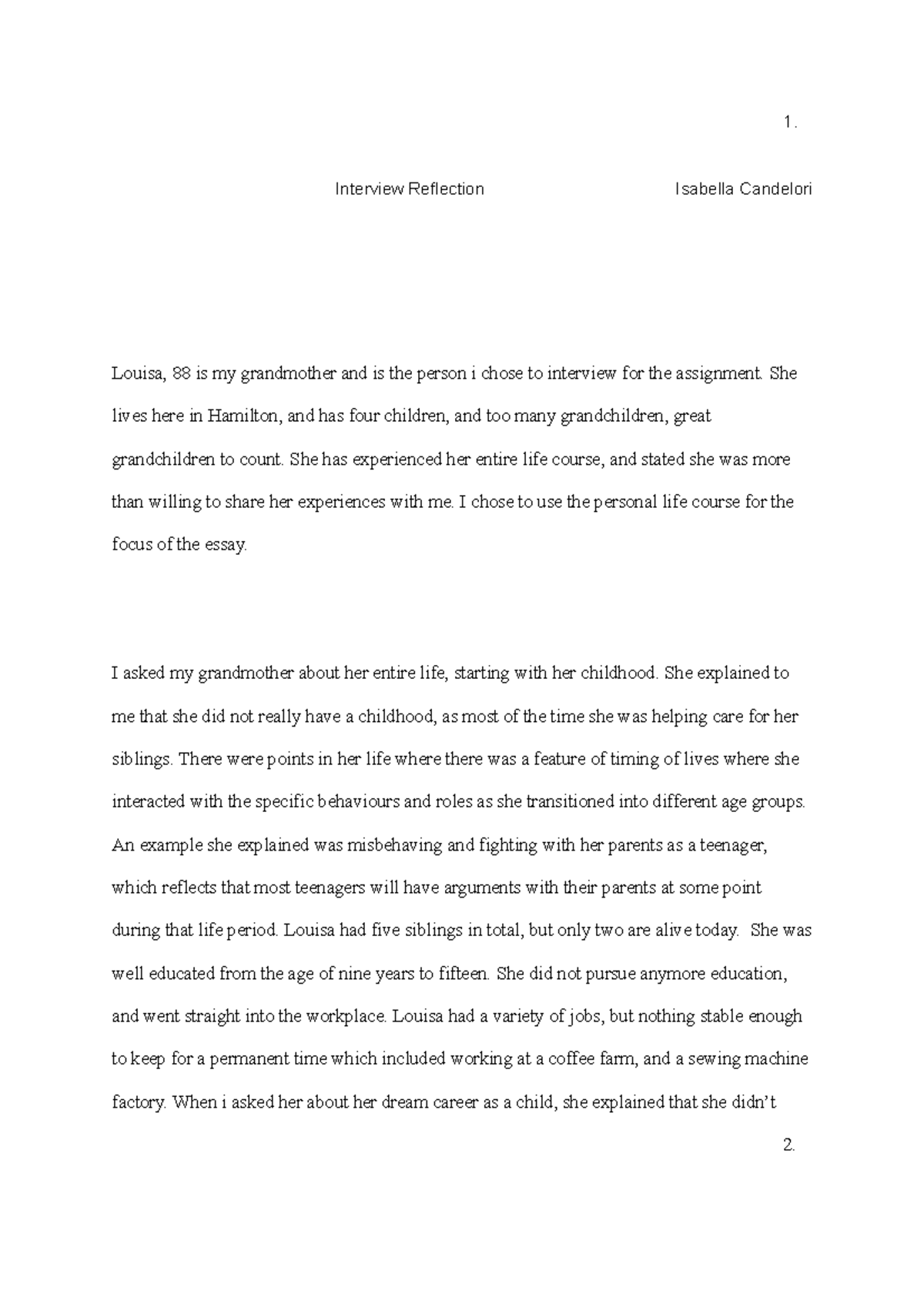 Interview reflection - harder assignment. take care of yourself after ...