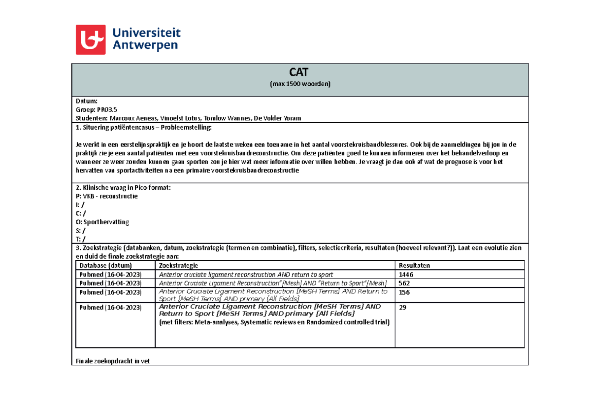 Layout CAT NL UA - Lay out cat - CAT (max 1500 woorden) Datum: Groep ...