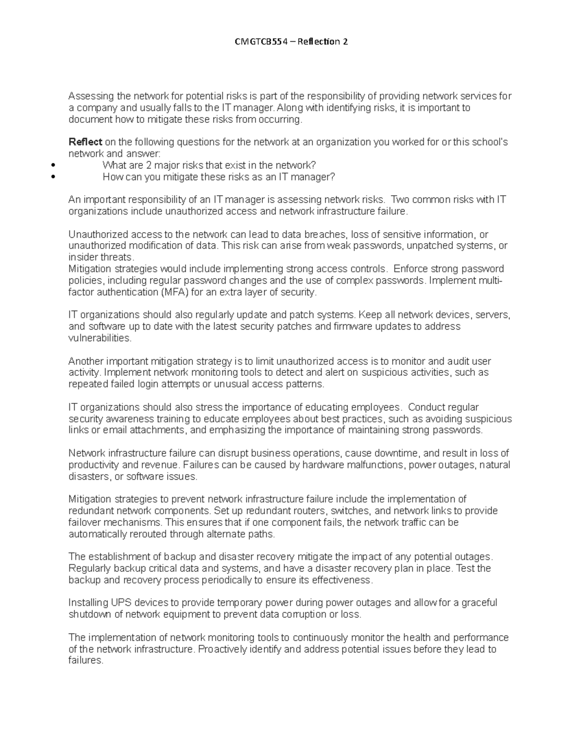 Cmgtcb 554 Reflection 2 - CMGT 554 - UOPX - Studocu