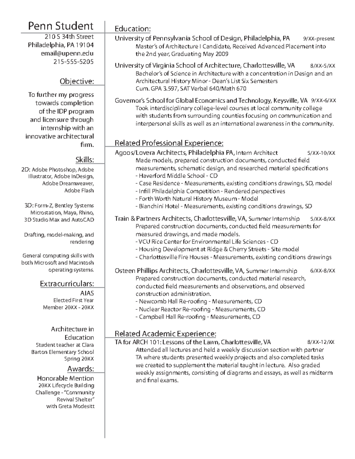 Arch1-resume - This is a sample CV for job applications - Education ...