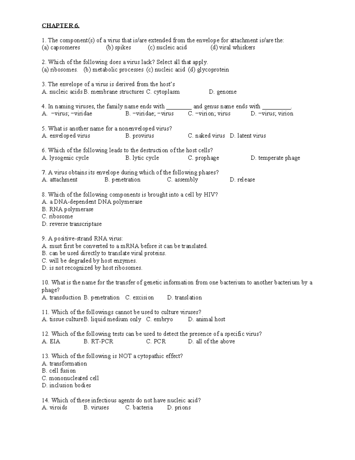 Exam 3 - Practice question and answers - CHAPTER 6. The component(s) of ...