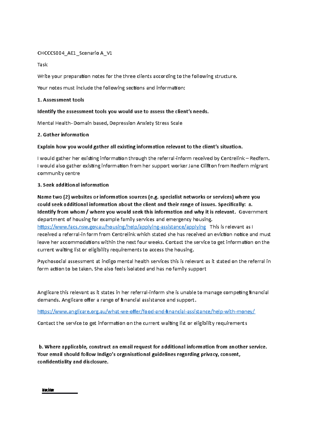 AT1.3. chcccs 004. Souhalia - CHCCCS004_AE1_Scenario A_V Task Write ...