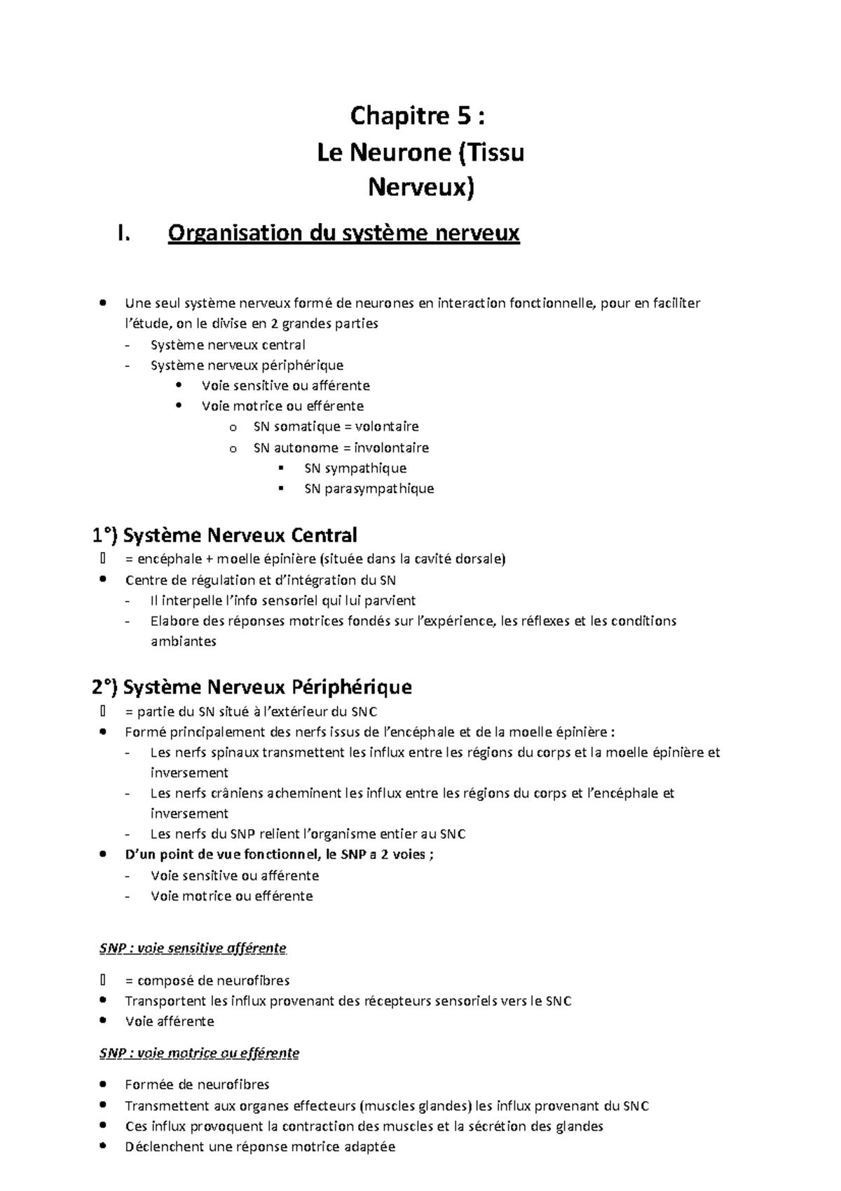 Chap-5 Tissus Nerveux - Chapitre 5 : Le Neurone (Tissu Nerveux) I ...