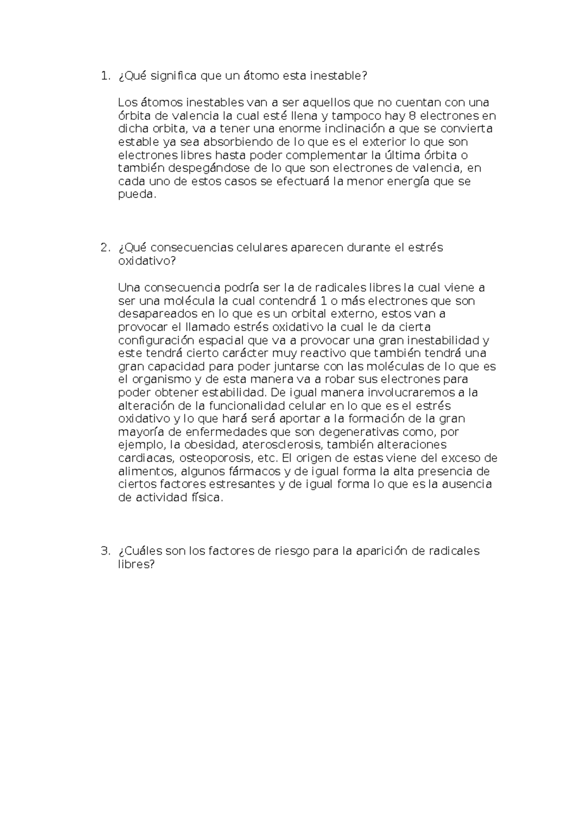 Informe Bioquimica - ¿Qué significa que un átomo esta inestable? Los ...