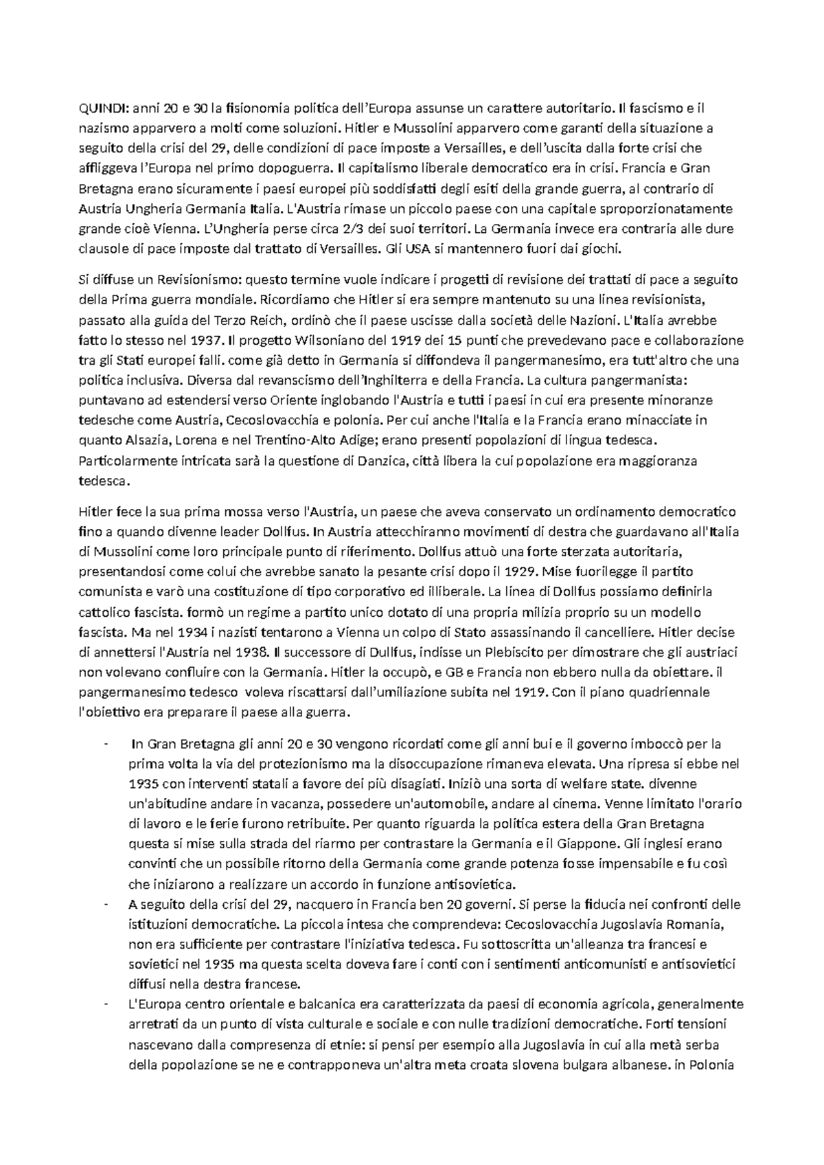 Seconda Guerra Mondiale - QUINDI: anni 20 e 30 la fisionomia politica ...
