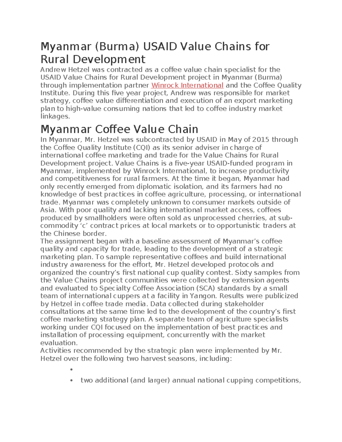 exercises for Hr - Myanmar (Burma) USAID Value Chains for Rural ...