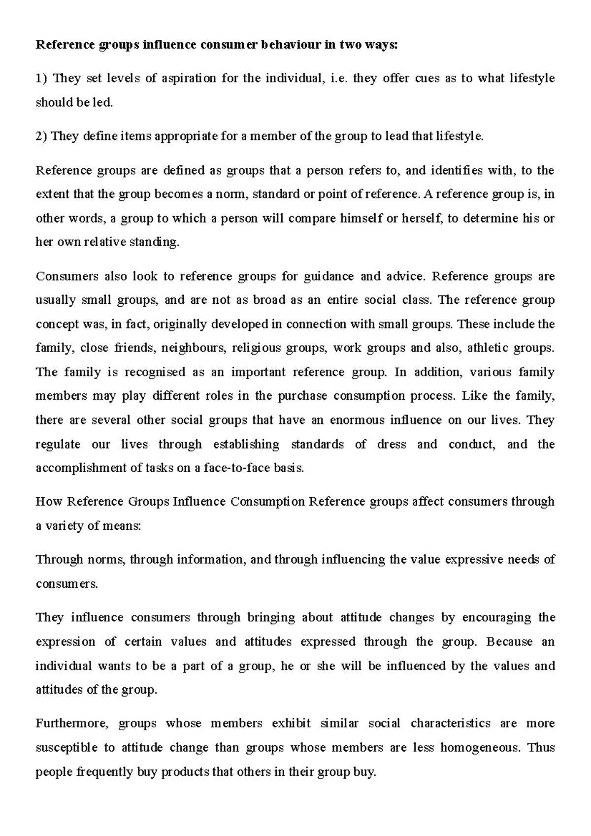 Consumer Behaviour Influence - Reference groups influence consumer ...