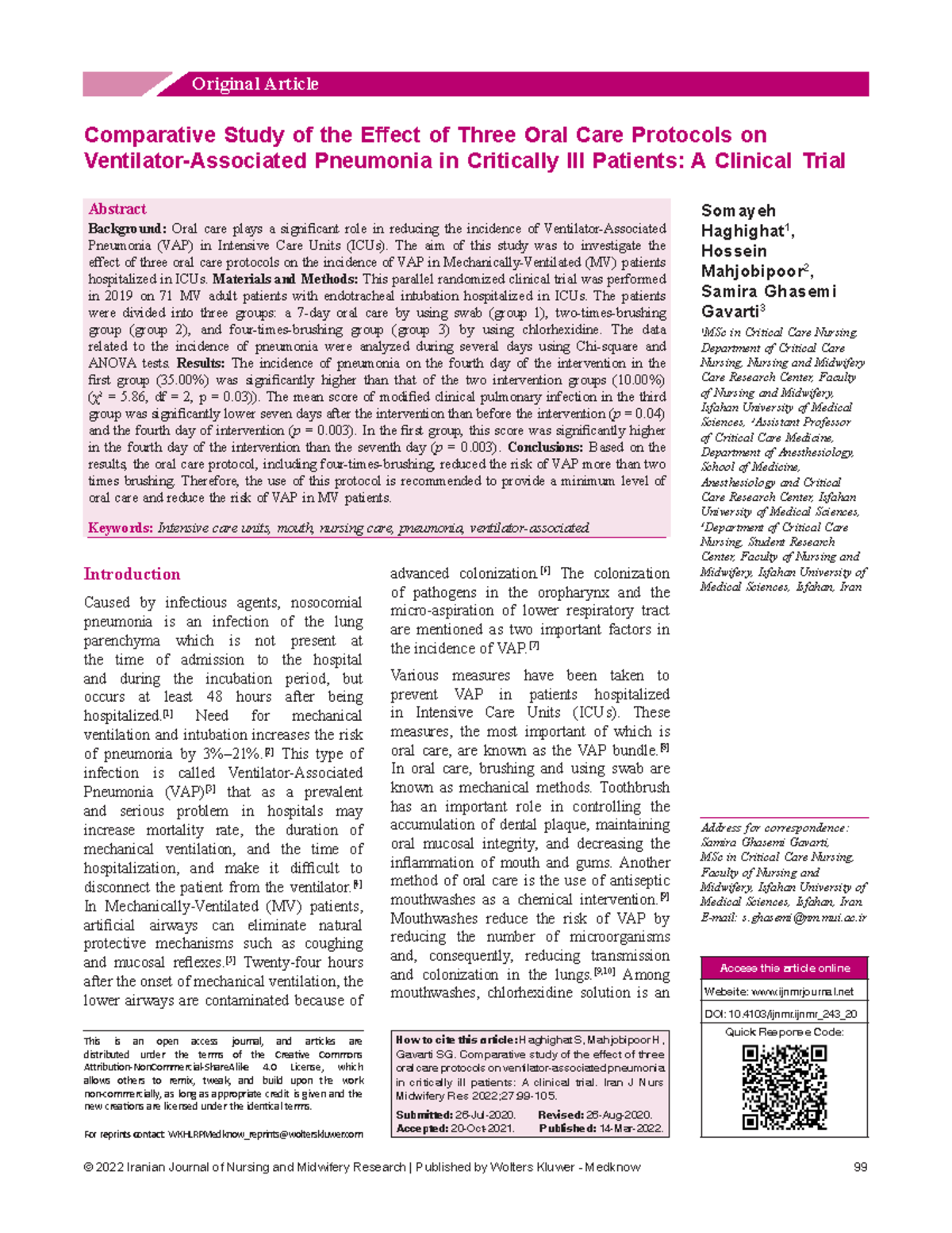 Quantitative Comparative Study of the Effect of Three Oral Care ...