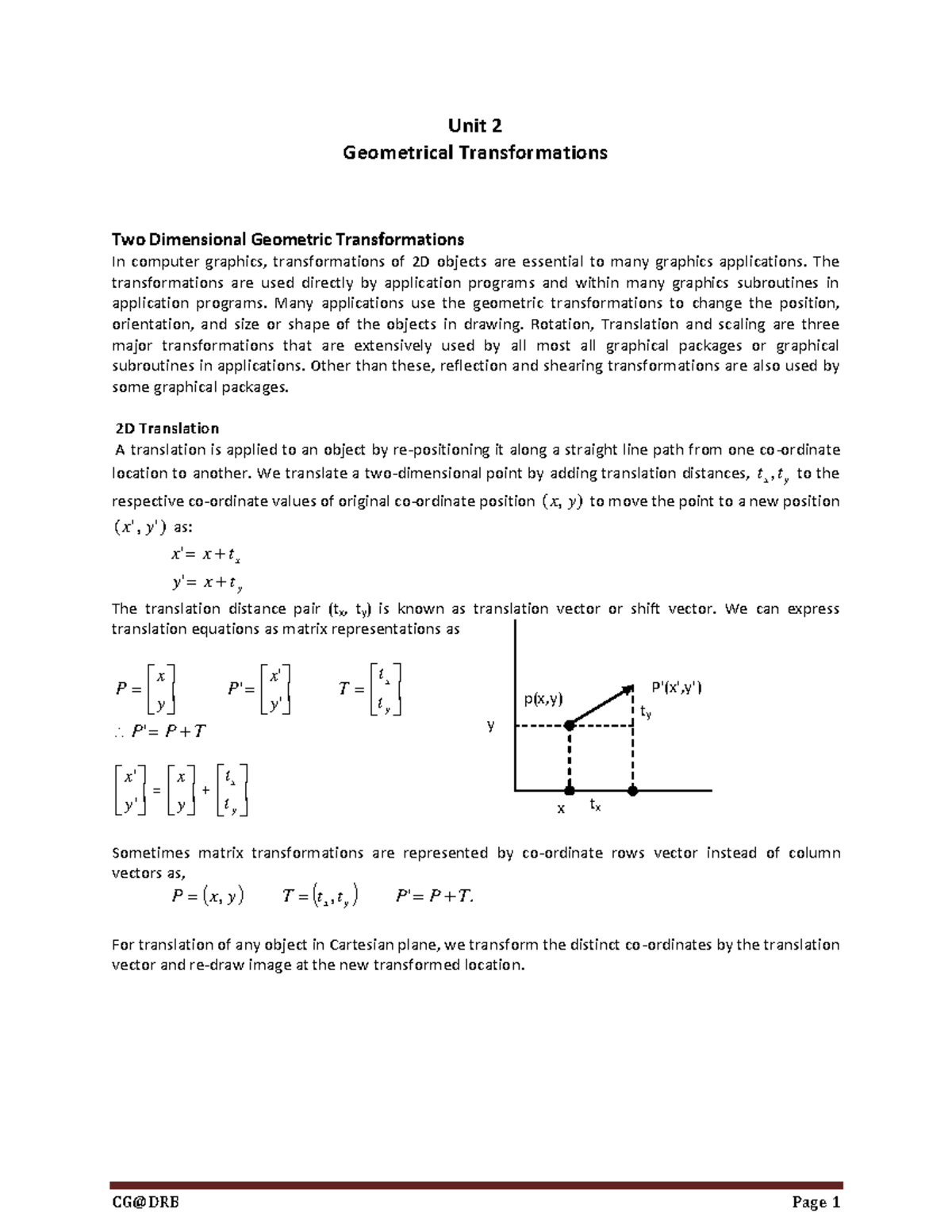 Unit 2 - CG - CSIT IV - unit-2 cg notes - Unit 2 Geometrical ...