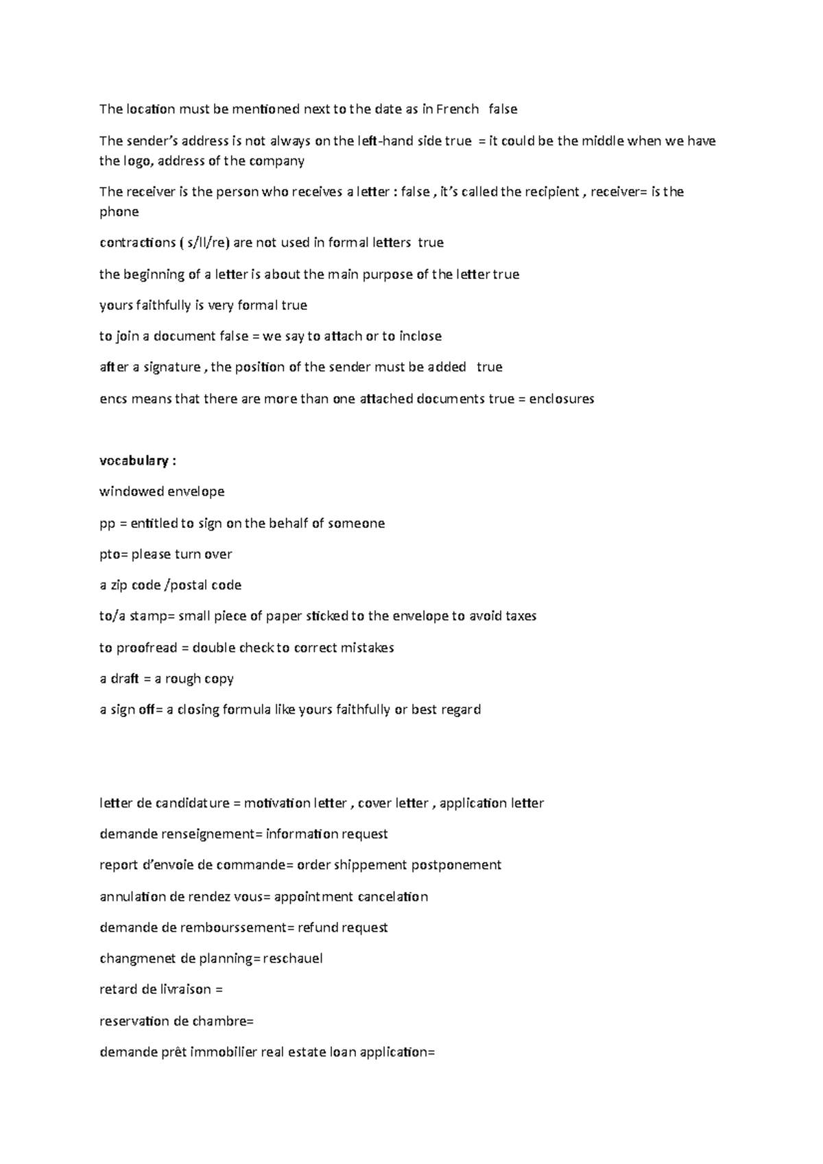 English - The location must be mentioned next to the date as in French ...