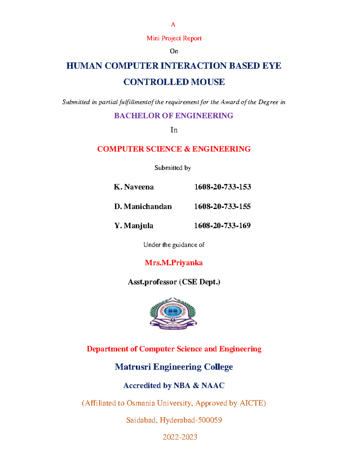 Final eye control - A Mini Project Report On HUMAN COMPUTER INTERACTION ...