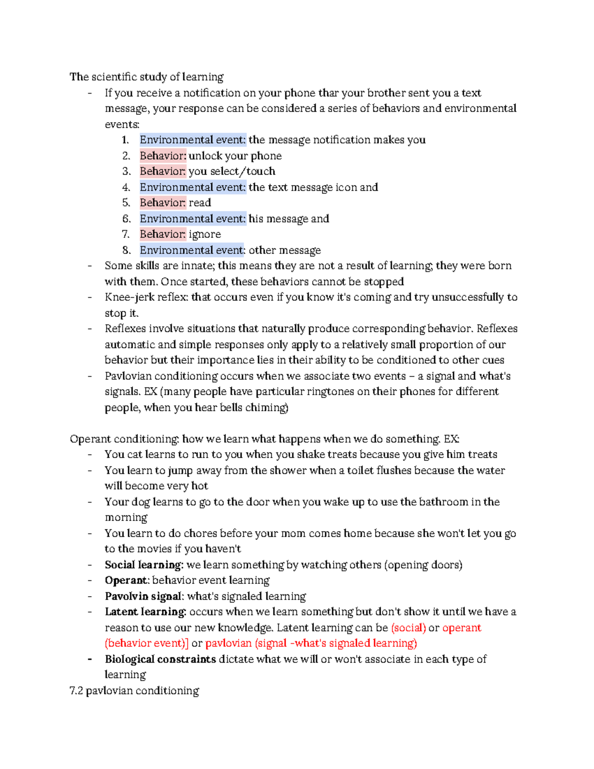 Psych module 7 - The scientific study of learning If you receive a ...