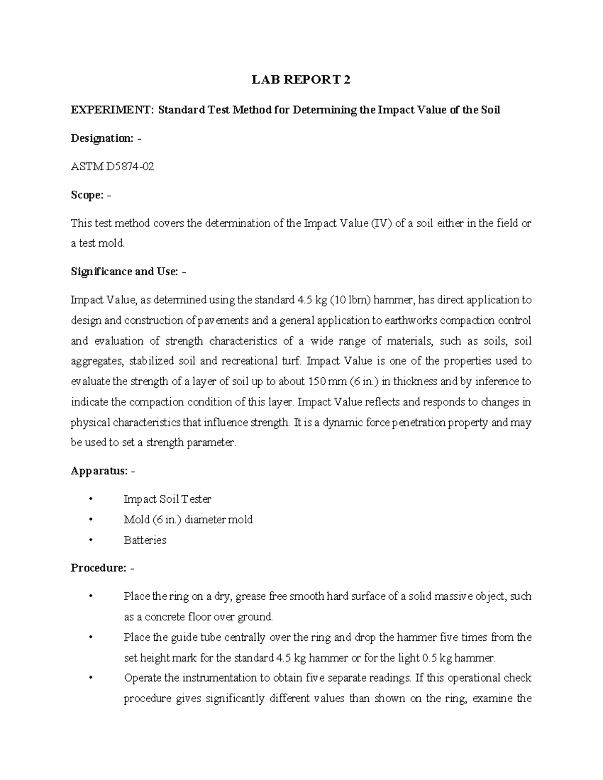 EXP 2 TE-II - To find the value of CBR using Cone penetrometer - LAB ...