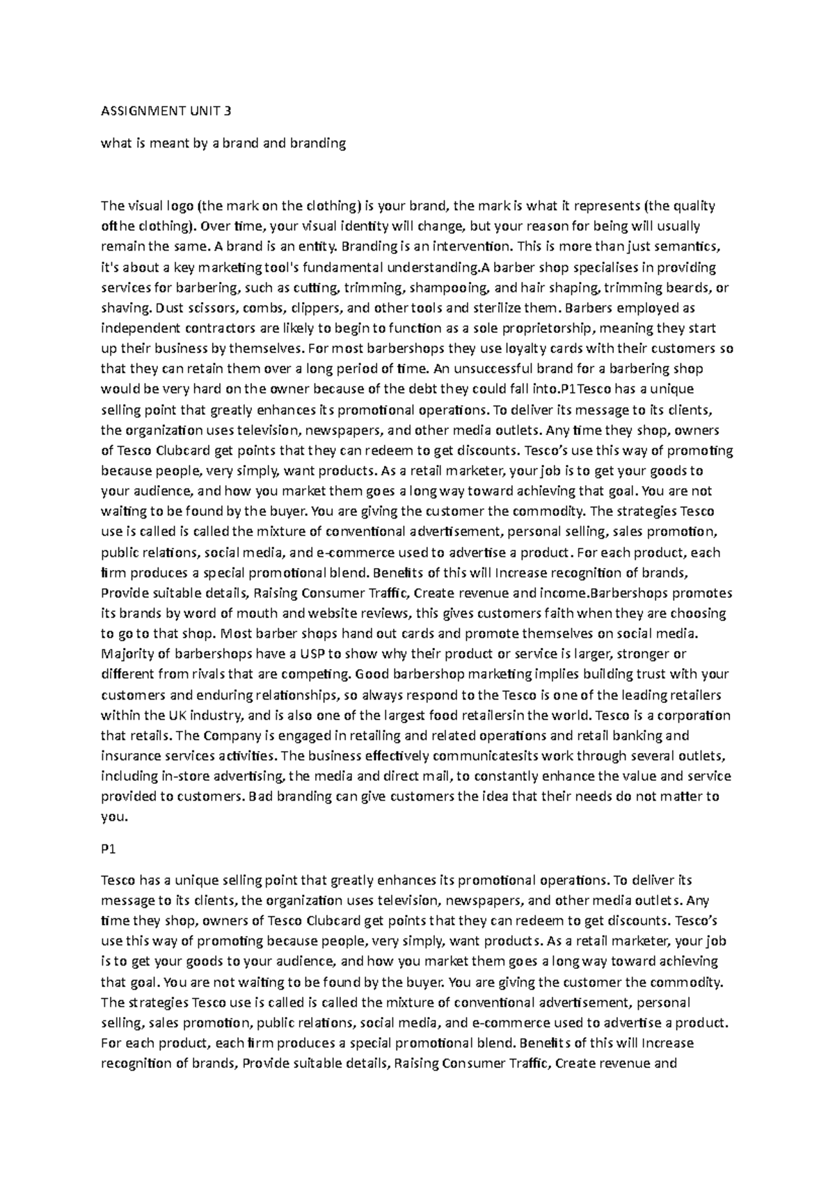 Assignment UNIT 3 business - ASSIGNMENT UNIT 3 what is meant by a brand ...