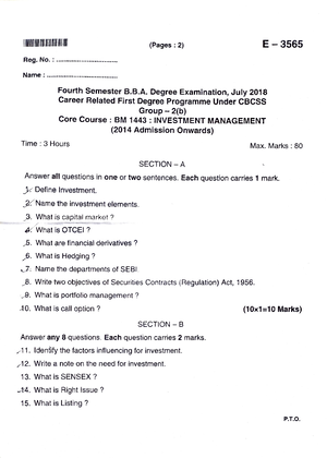 BBA 1 Principles of Management 1 - BBA I Year Subject – Principles of ...