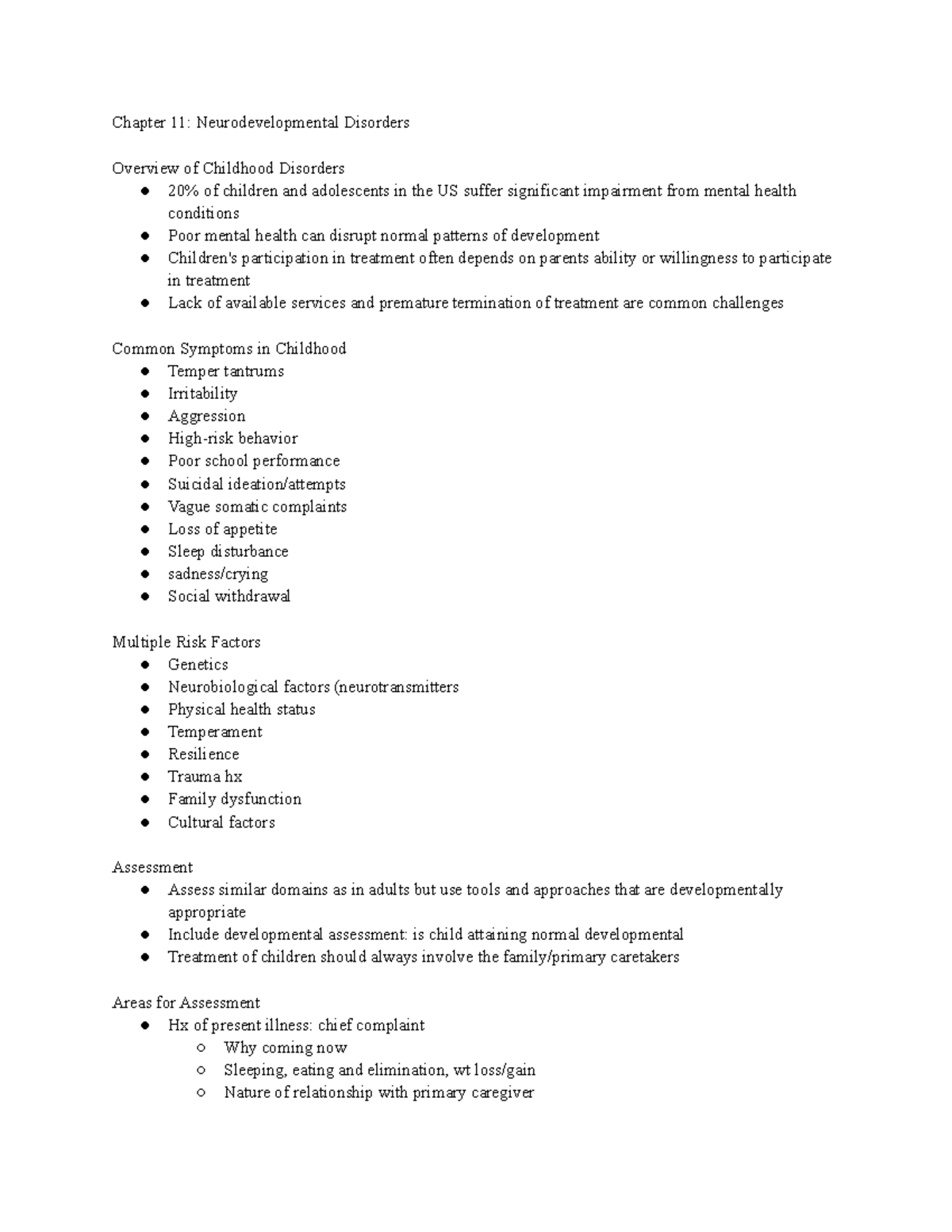 Psych chapter 11 - Chapter 11: Neurodevelopmental Disorders Overview of ...