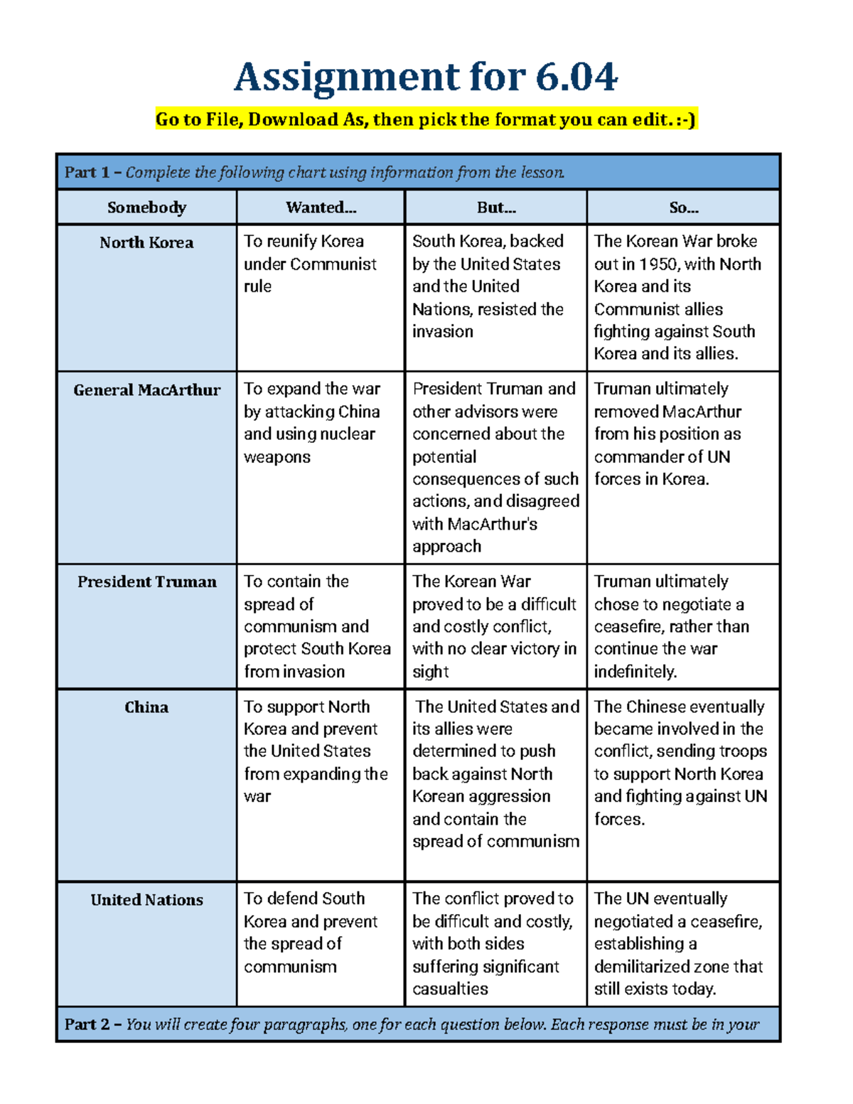 Copy of USH 6 - Copy of USH 6 answers - Assignment for 6. Go to File ...