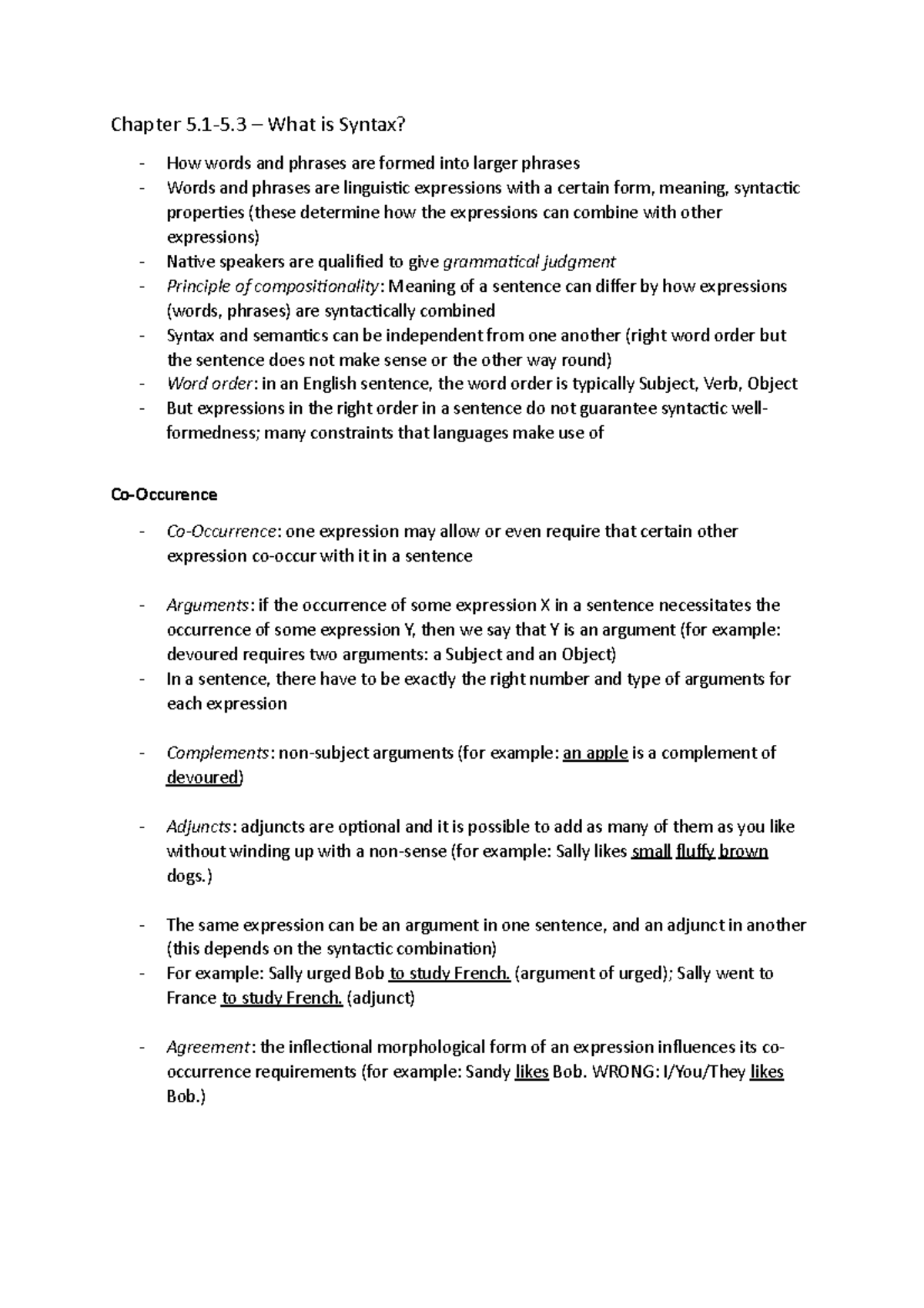 Syntax Ch5.1 Ch5 - Language Files Summary - Chapter 5.1-5 – What is Syntax? How words and ...