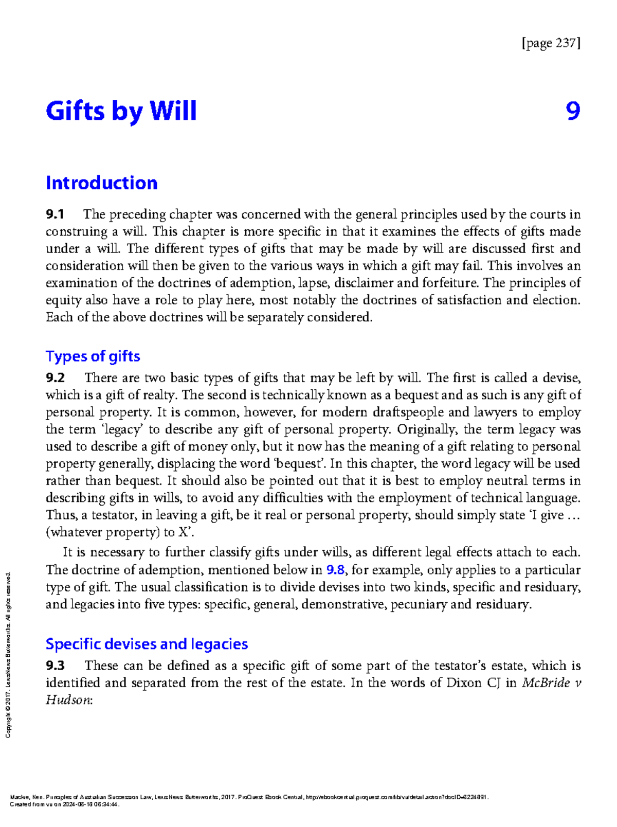 Principles of Australian Succession Law - (Pg 318-318) - [page 237 ...