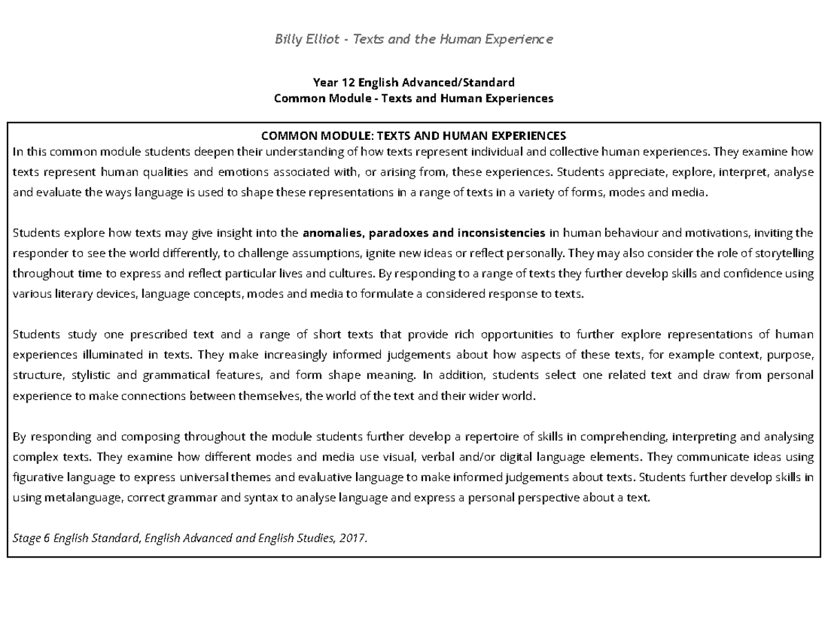 Copy of Billy Elliot scene shot analysis - Billy Elliot - Texts and the ...