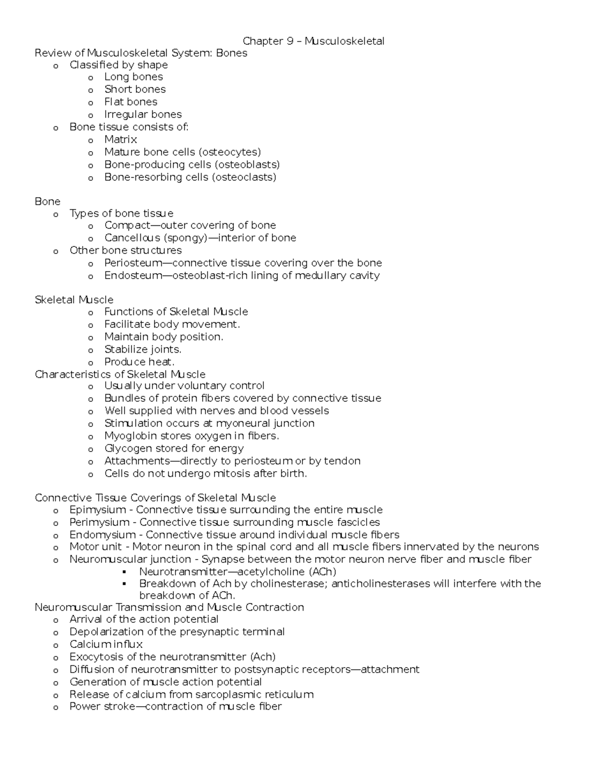 Chapter 9 - Musculoskeletal - Chapter 9 – Musculoskeletal Review of ...