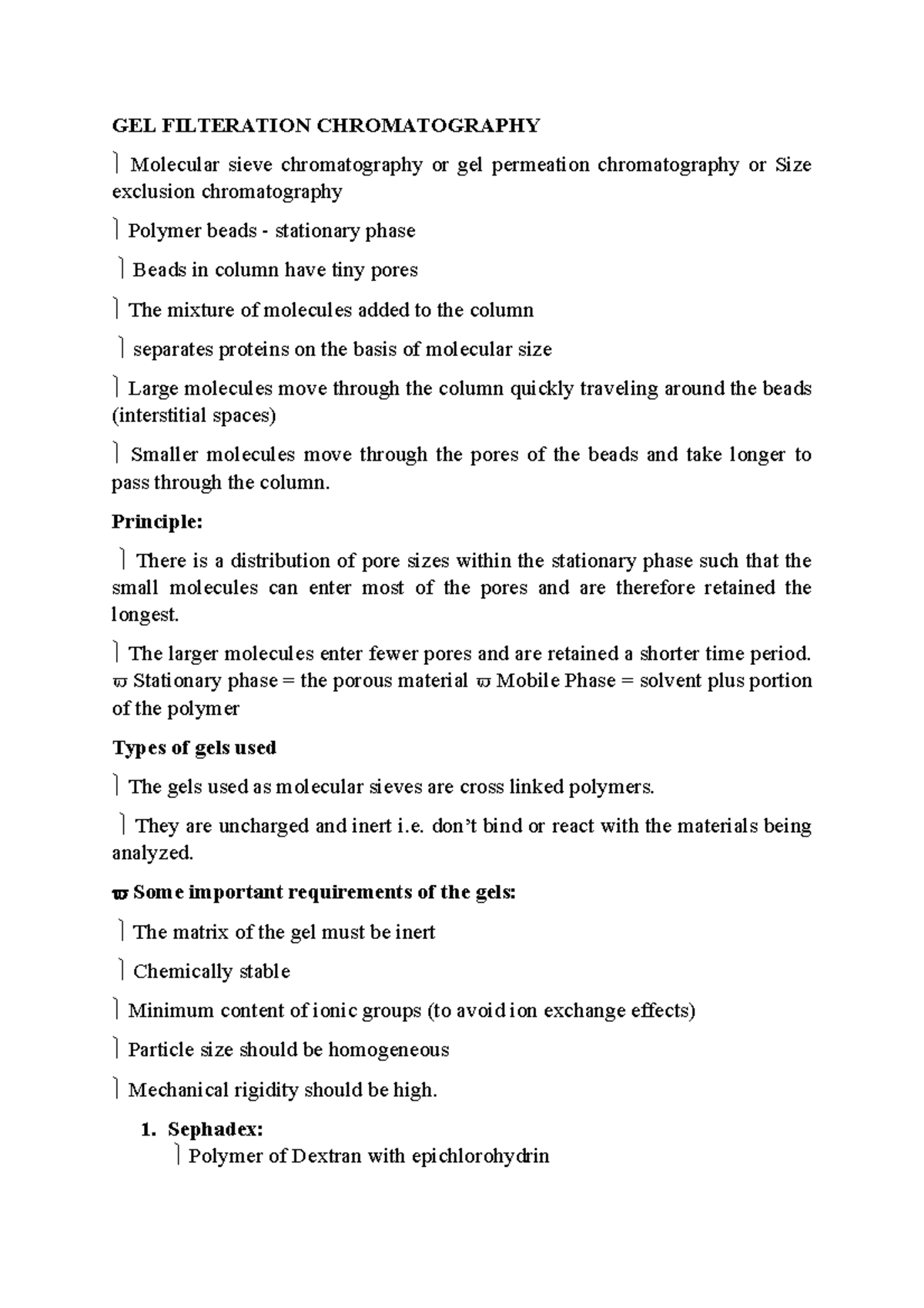 GEL Filteration Chromatography - GEL FILTERATION CHROMATOGRAPHY ...