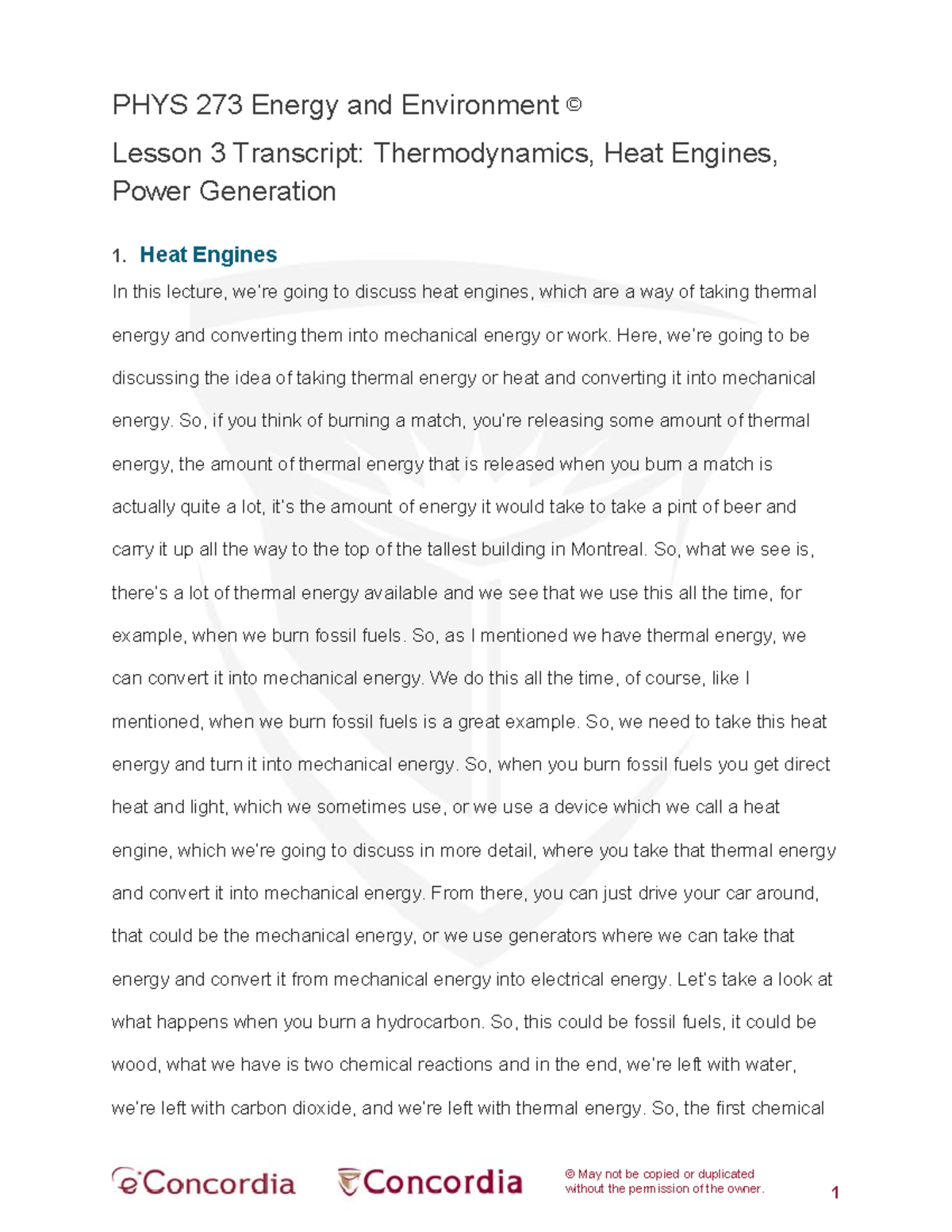 PHYS 273 L3 03 - PHYS 273 L3 03 Lecture - PHYS 273 Energy and Environment Lesson 3 Transcript ...