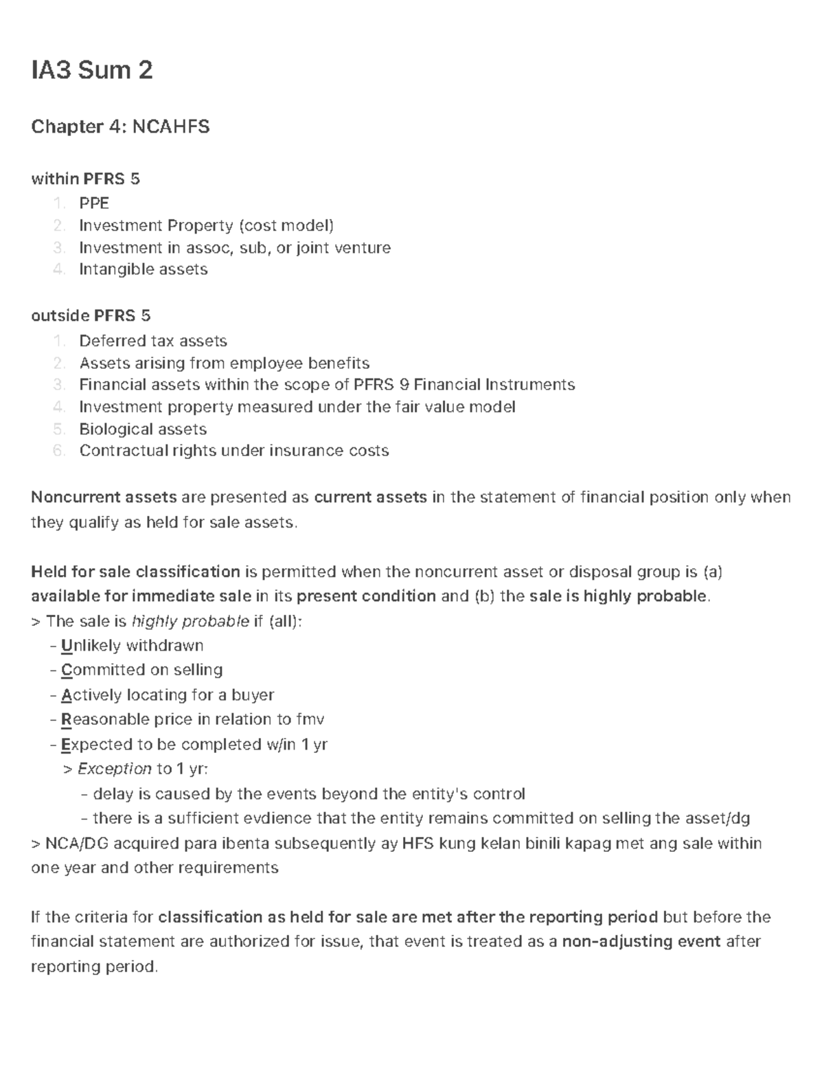 IA3 Sum 2 - Summary BS Accountancy - 1. 2. 3. 4. 1. 2. 3. 4. 5. 6. IA3 ...