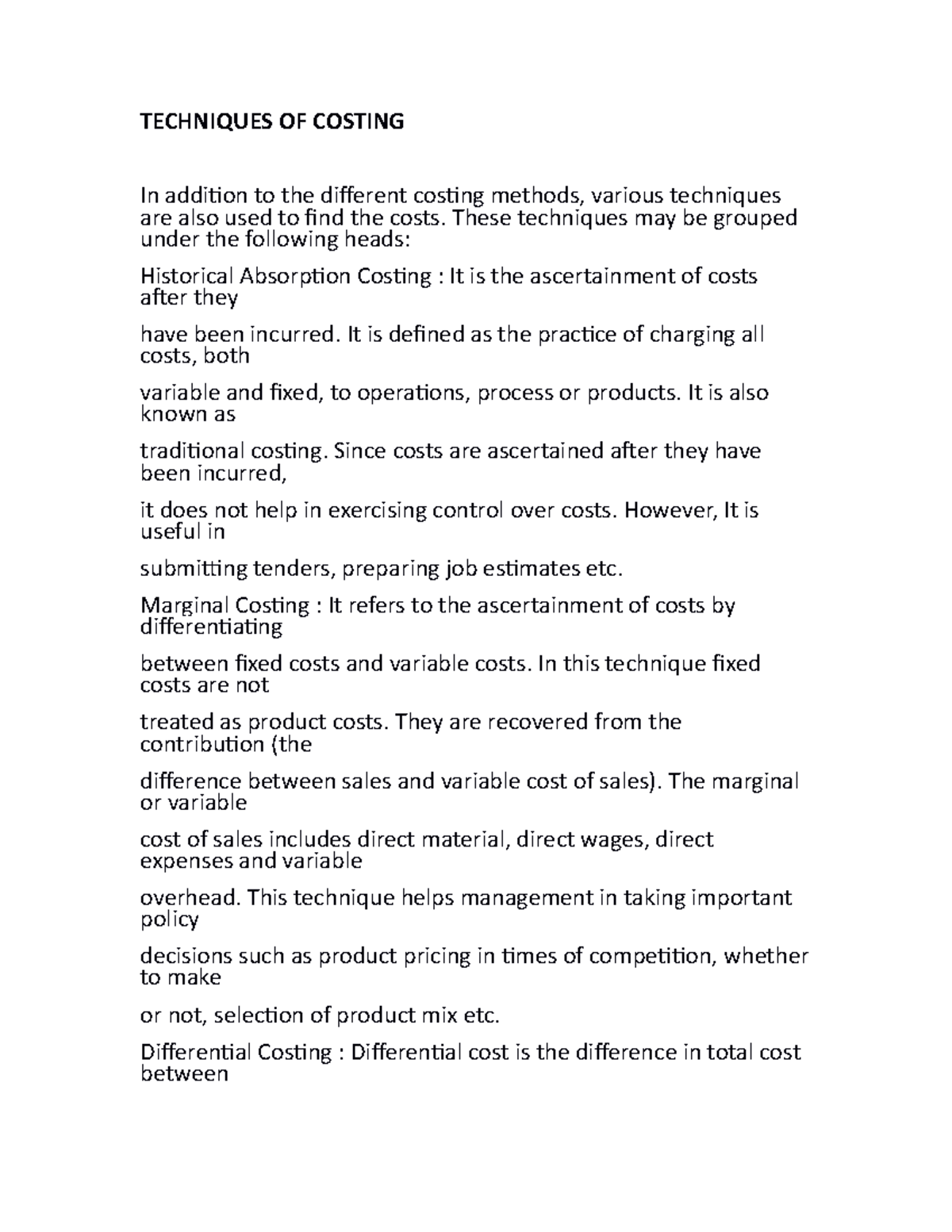 Techniques OF Costing and Concept OF COST - TECHNIQUES OF COSTING In ...