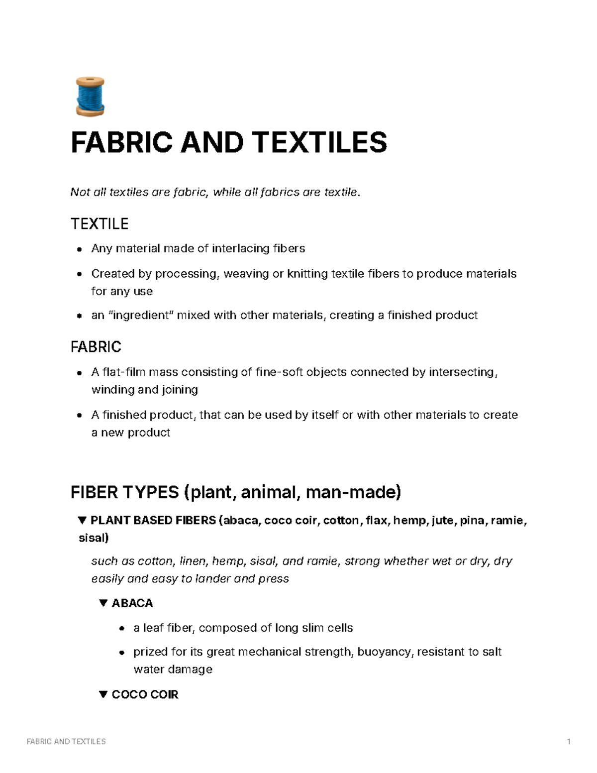 EF AND TEXTILES - 🧵 FABRIC AND TEXTILES Not all textiles are fabric ...