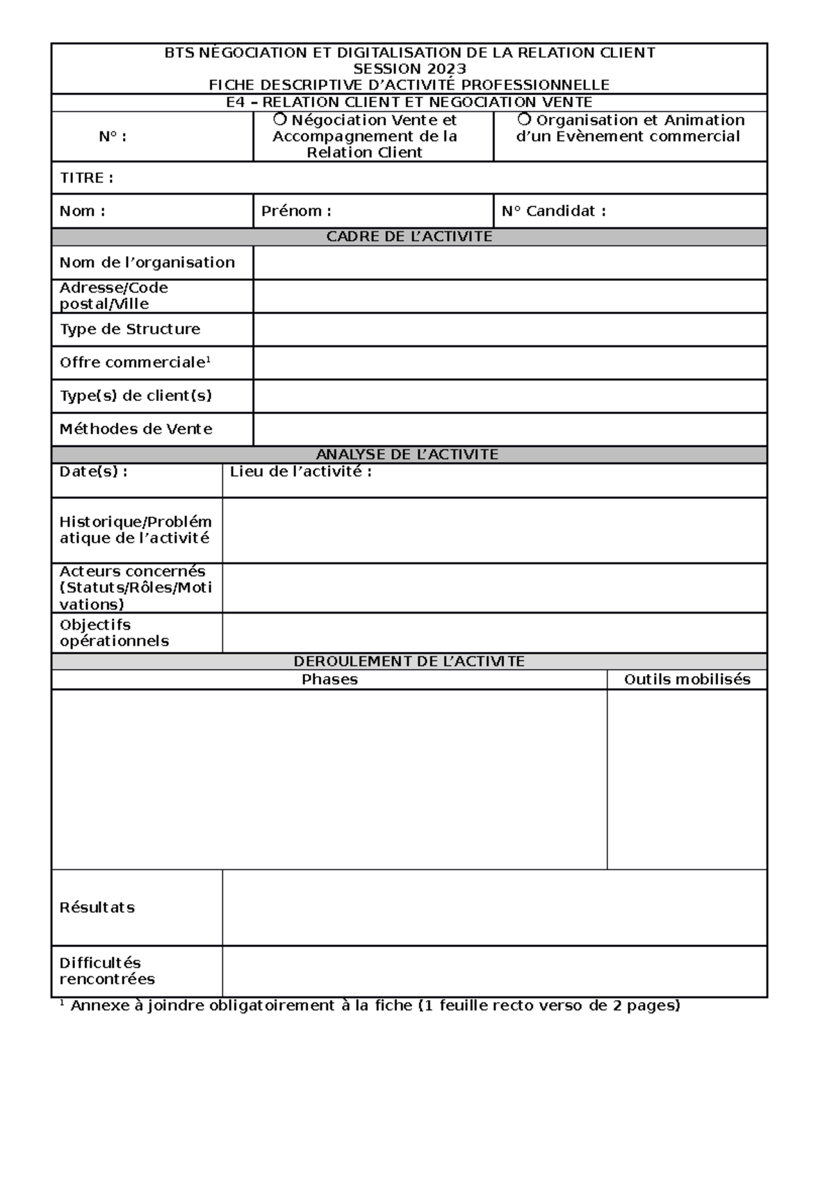 BTS NDRC fiche d'activité vierge - BTS NÉGOCIATION ET DIGITALISATION DE LA RELATION CLIENT ...