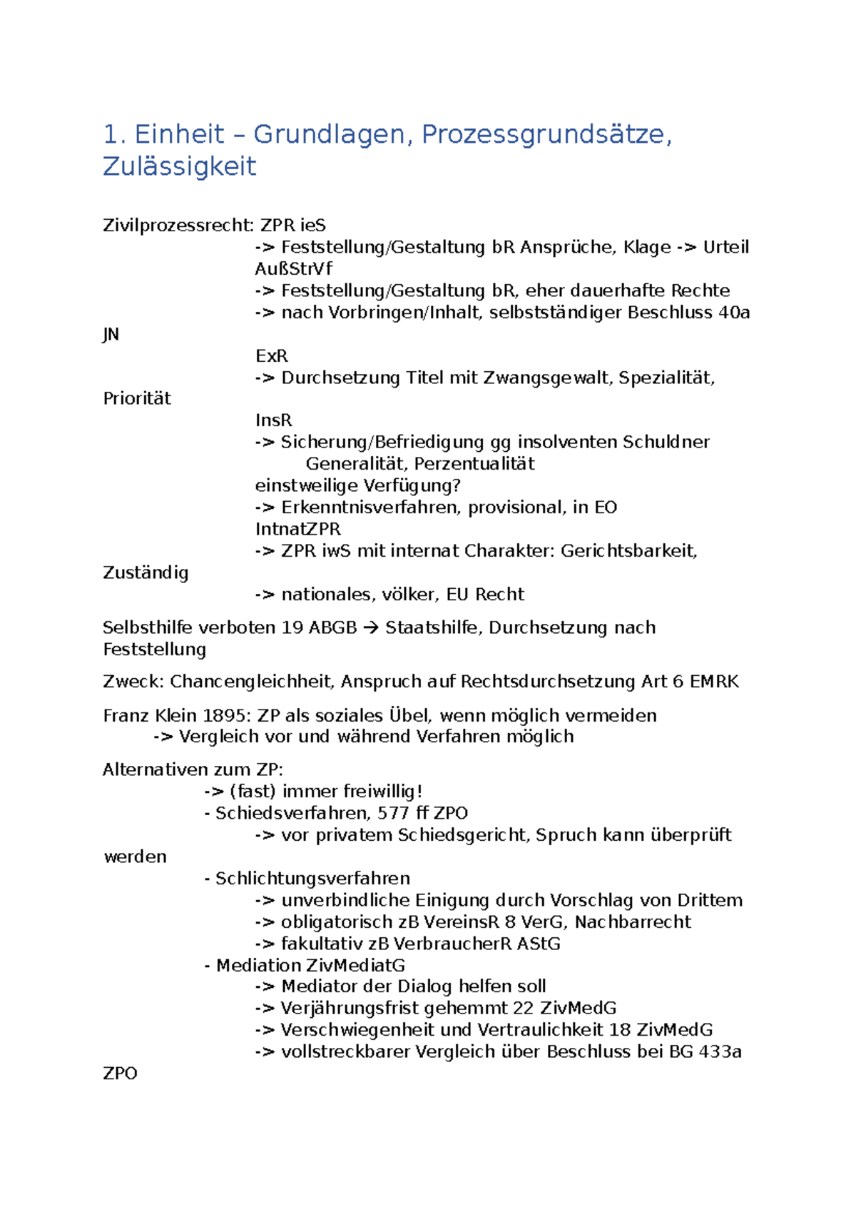 ZGV Mitschrift - WiSe - 1. Einheit – Grundlagen, Prozessgrundsätze ...